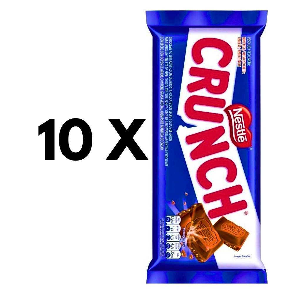 Kit Barra De Chocolate Crunch NESTLÉ - 10un De 80g Cada | Shopee Brasil