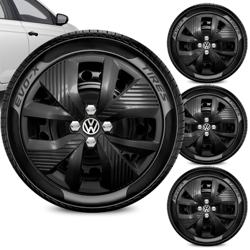 Jogo Calota VW Polo Track Modelo Universal Aro 15 Preto Bri | Shopee Brasil