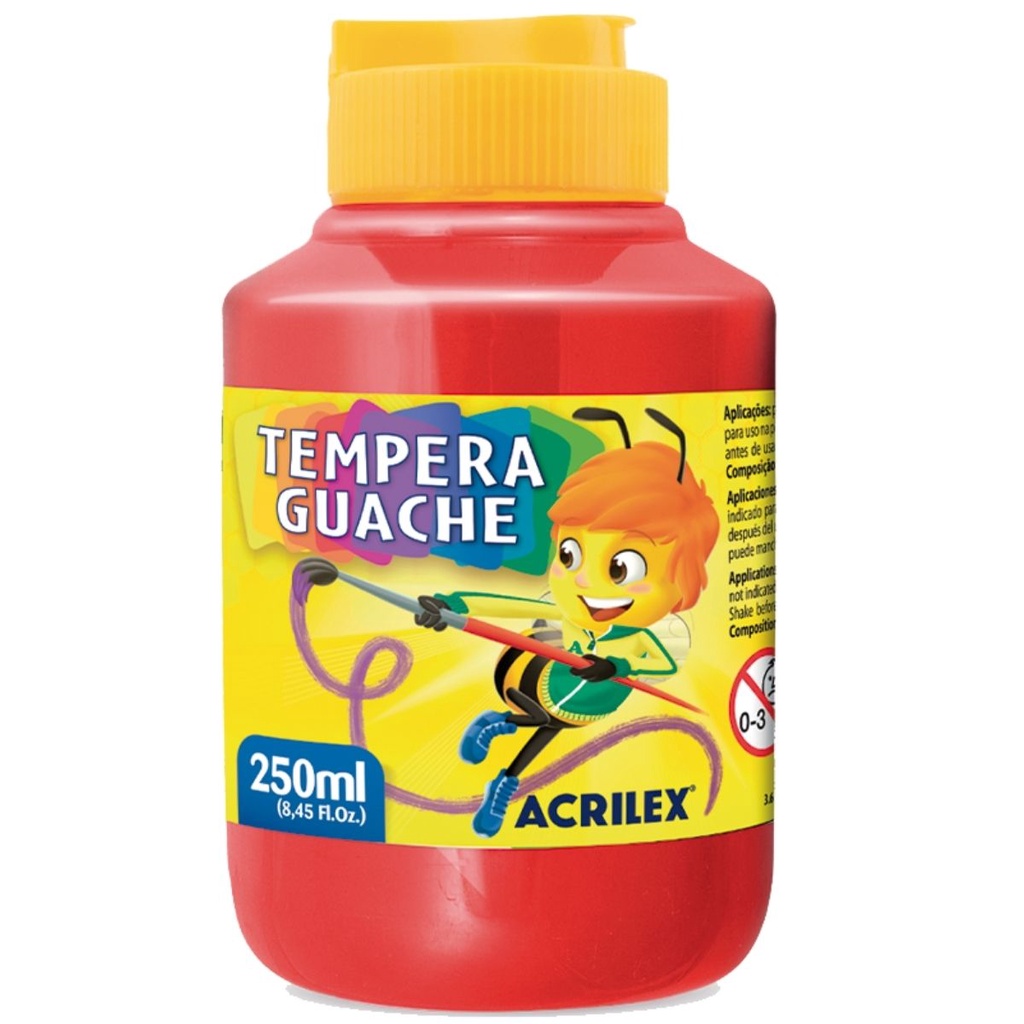 TINTA GUACHE COR VERMELHO FOGO 250ML PARA PINTURA ESCOLA - ACRILEX ...
