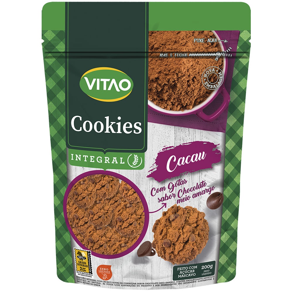 Cookies Integrais Cacau Vitao 120g | Shopee Brasil