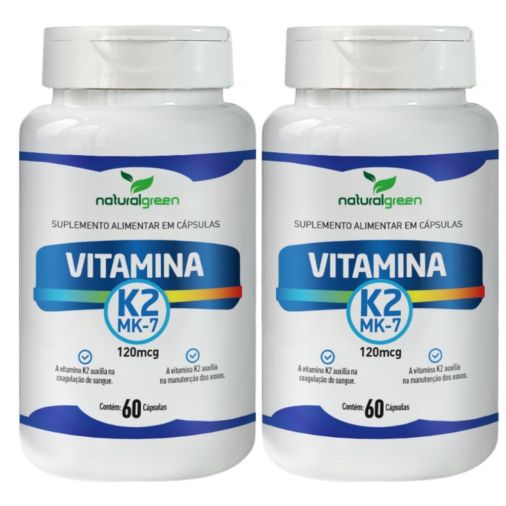 Vitamina K2 Mk7 120mcg 120 Cápsulas Menaquinona K2-7 | Shopee Brasil