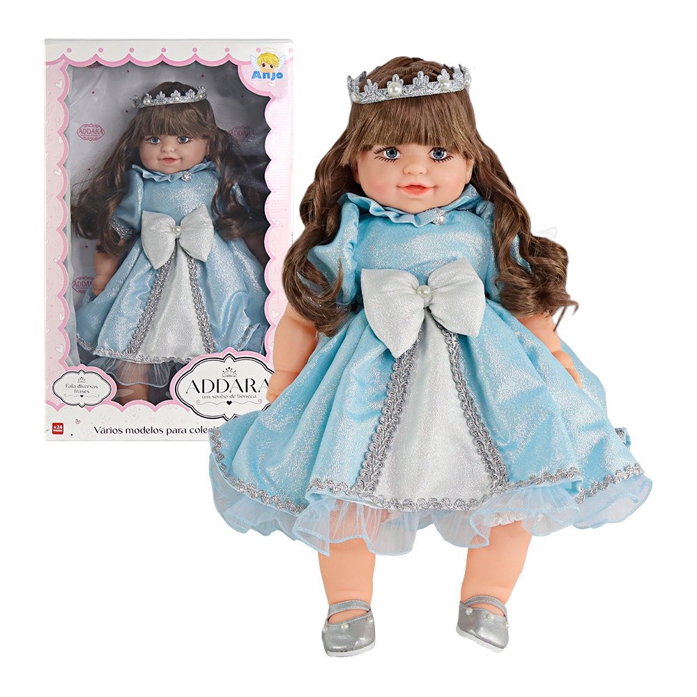 Boneca Infantil Addara Princesa Blue com Tiara, Vestidinho Azul ...