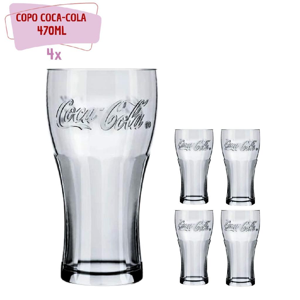 kit 4 Copo da coca cola de vidro Transparente Contour 470ml | Shopee Brasil