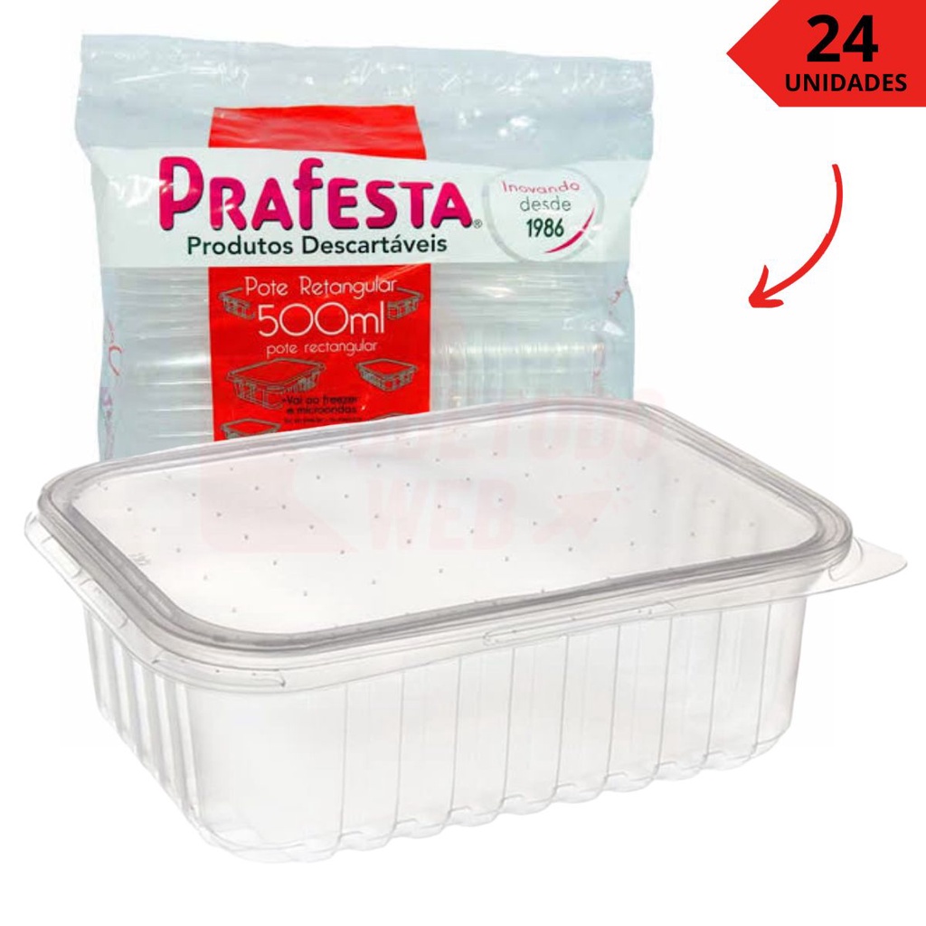 Pote Plastico 24 Un Retangular Descartável Microondas Freezer Marmita Fit | Shopee Brasil