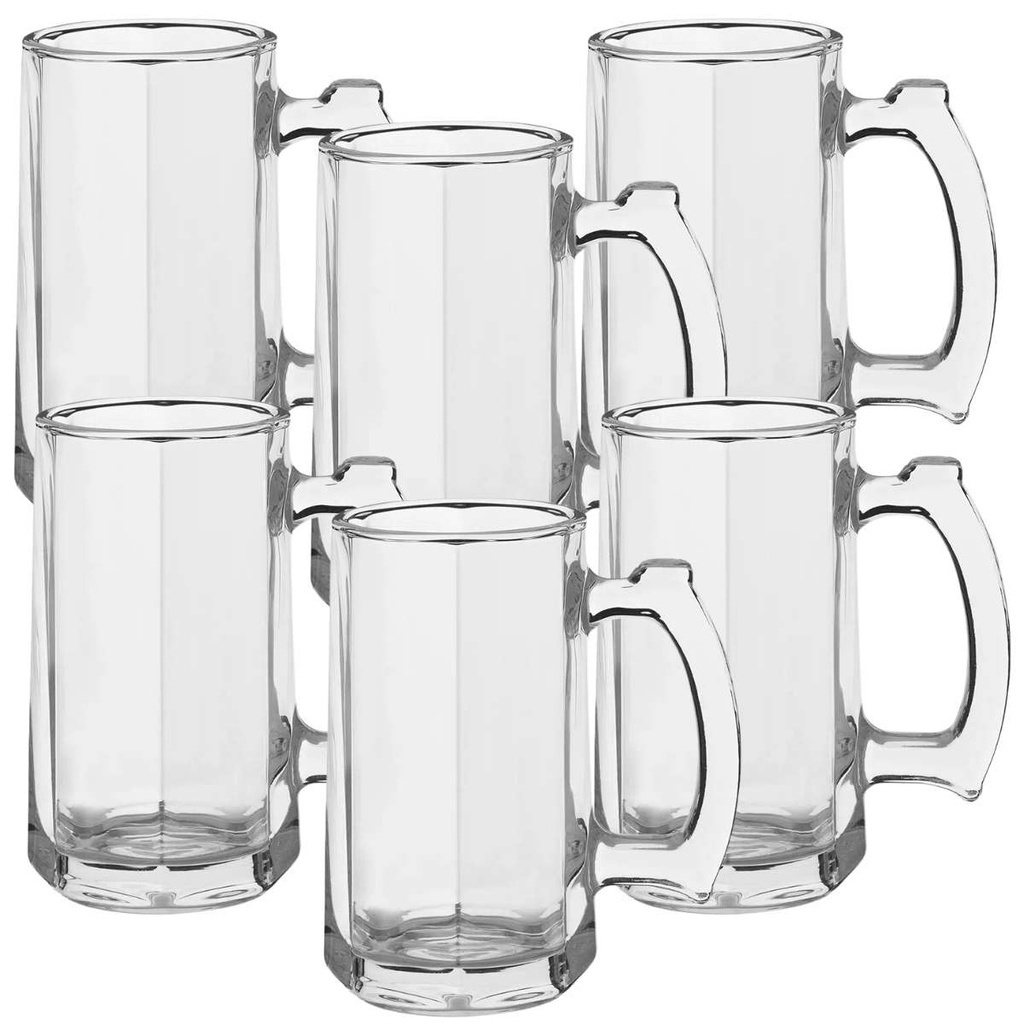 Jogo 6 Canecas Chopp Zero Cerveja Copo de Vidro Bar 360ML | Shopee Brasil