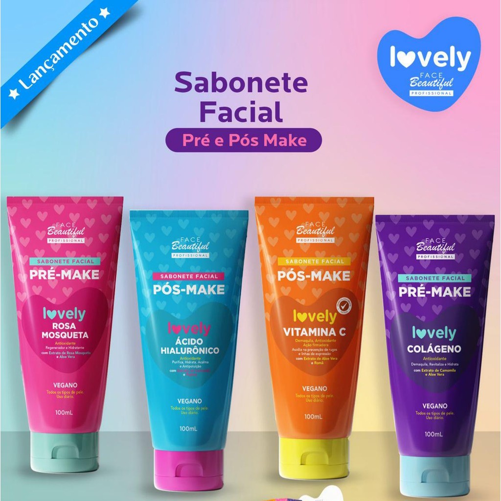 Sabonete Facial Pré e Pós Make LOVELY 100ML - FACE BEAUTIFUL | Shopee ...