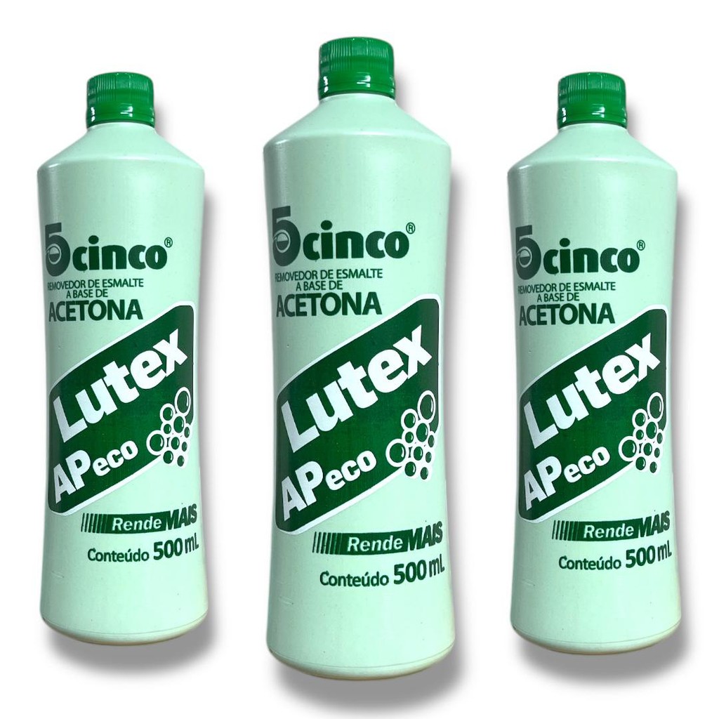 Kit 3 Lutex acetona removedor 500ml removedor de esmalte | Shopee Brasil