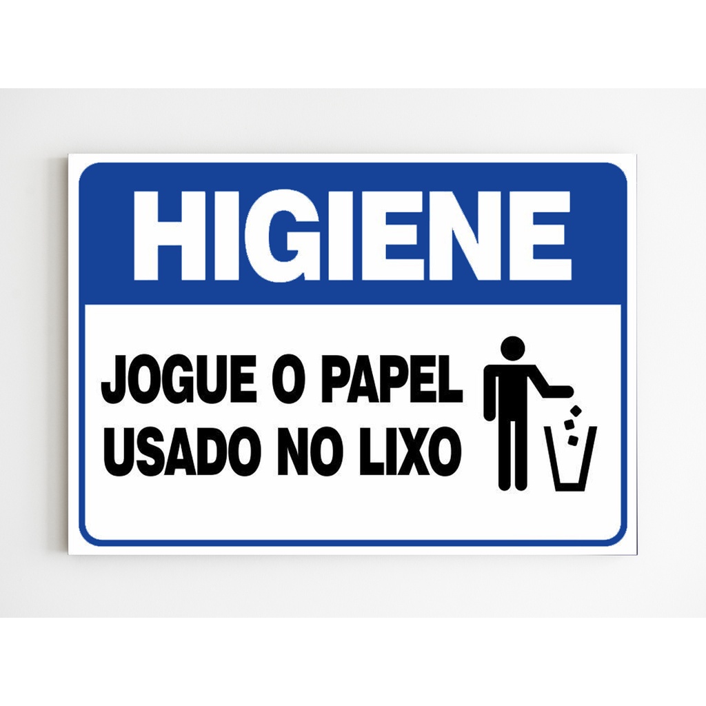 Placa de aviso higiene jogue o papel usado no lixo mdf 20x29 | Shopee ...