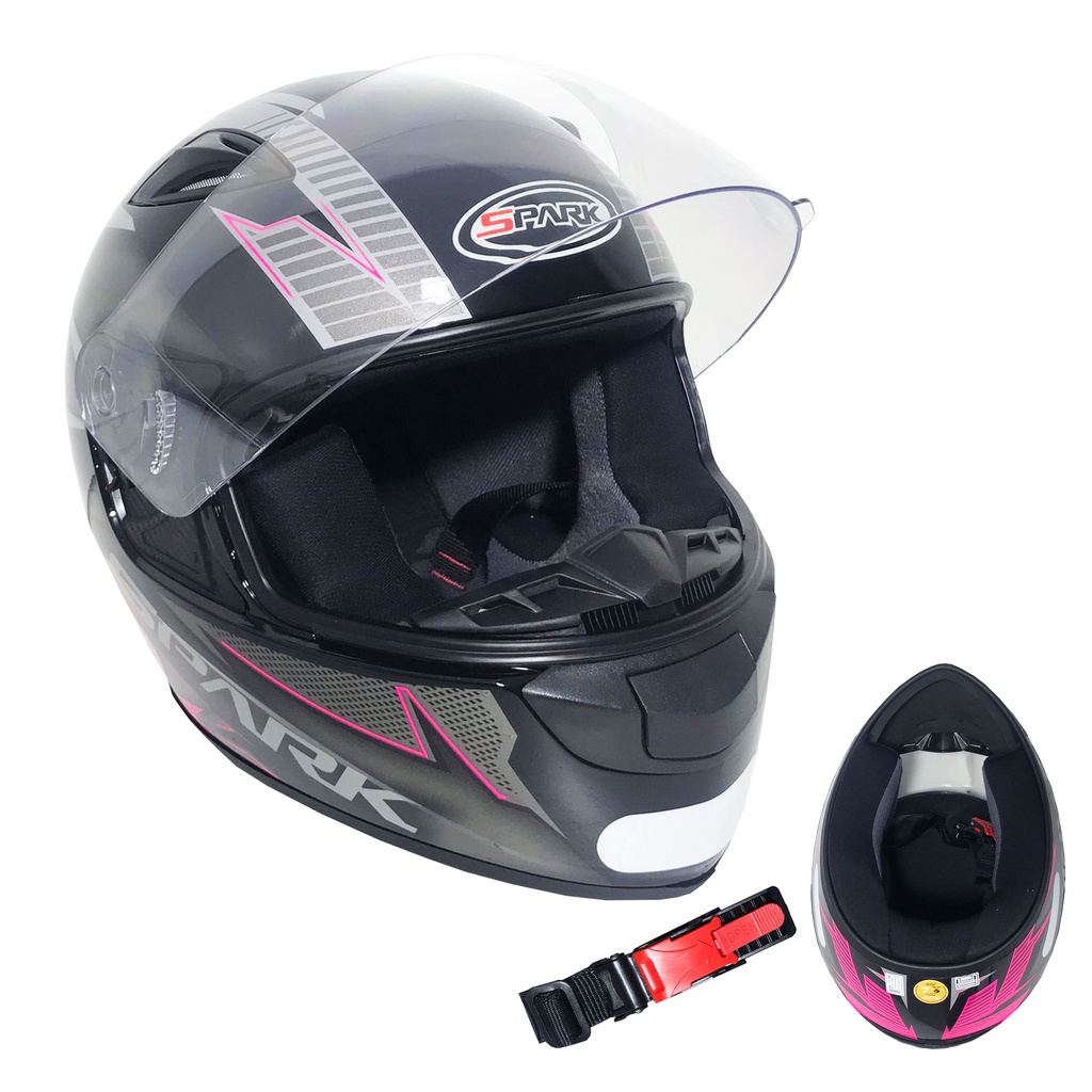 Capacete Moto Ebf New Spark Spot Preto Rosa Fechado | Shopee Brasil