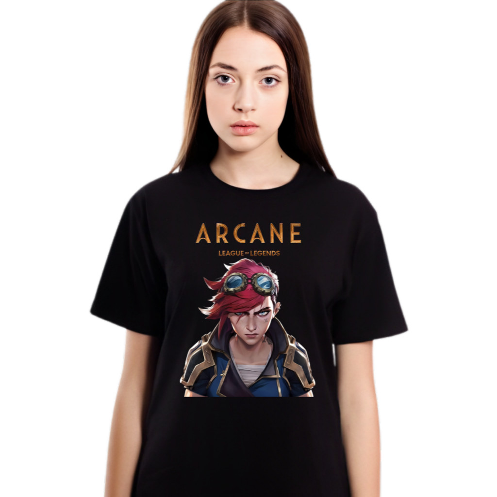 Camiseta Vi Logo League Of Legends Lol Arcane 100% Algodão Preta ...