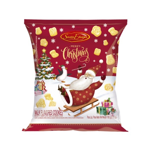 Mini Biscoitos Leite Cookies Feliz Natal 100g Santa Edwiges | Shopee Brasil