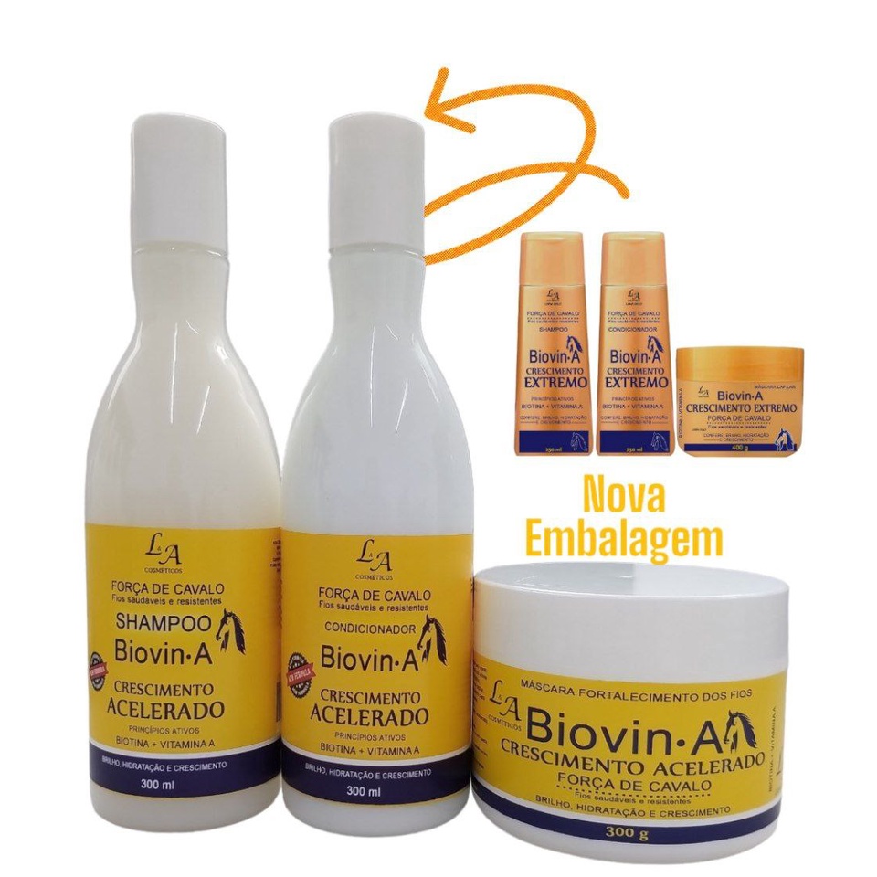 Kit Crescimento Biovin - A Força Cavalo Shampoo Condicionador Máscara L ...