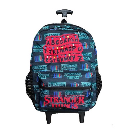 Mochila Stranger Things Azul Escolar Infantil com Rodinhas | Shopee Brasil