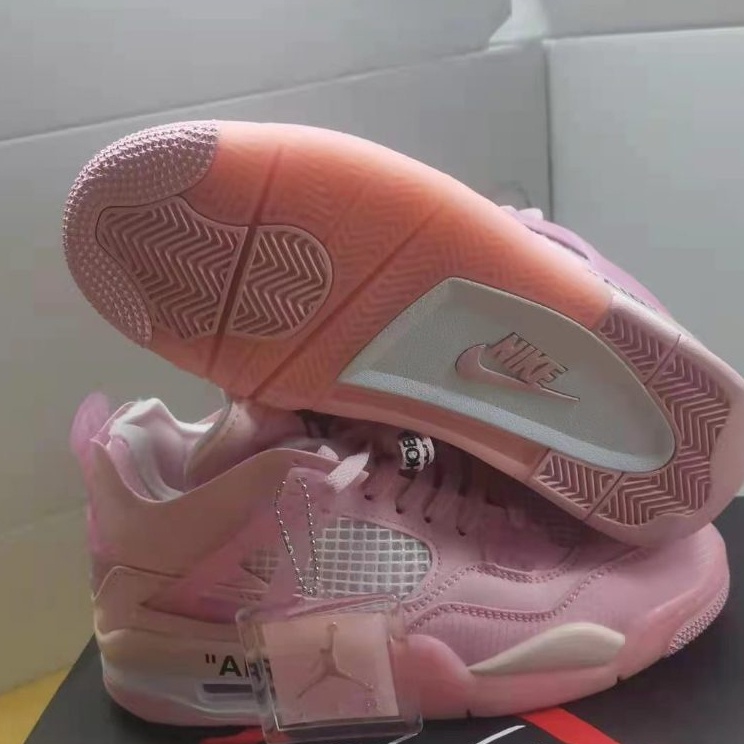 Jordan 4 Sapatos De Basquetebol Articulados Rosa Resistentes Ao ...