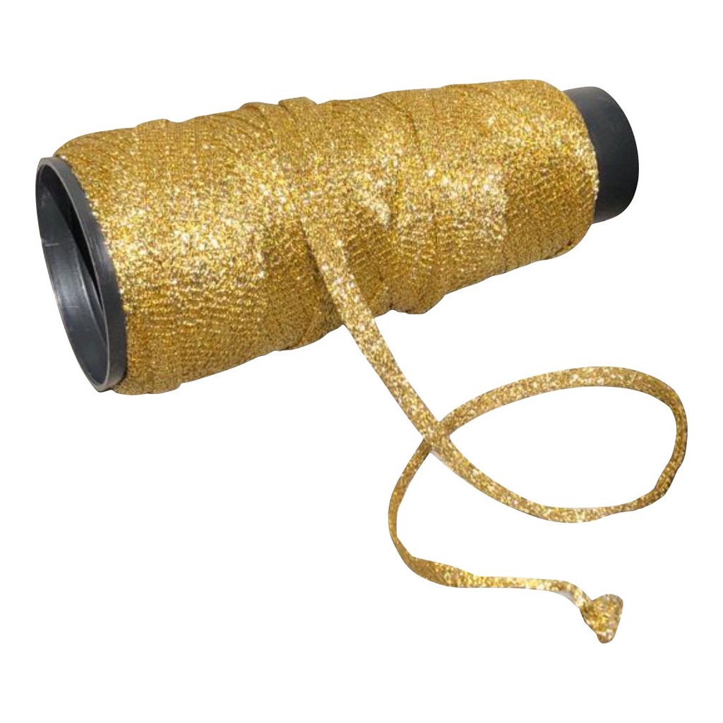 Linha Crochê Tricô Dourada Prateada Ribbon Fita 5mm 30 Metros | Shopee ...