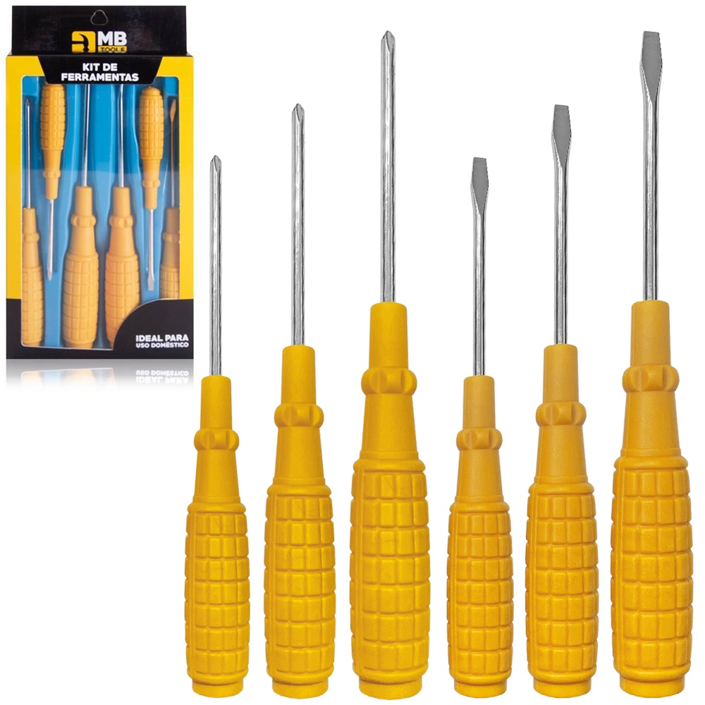 Kit Ferramentas Com Chave De Fenda E Philips Multiuso 6 Unidades ...