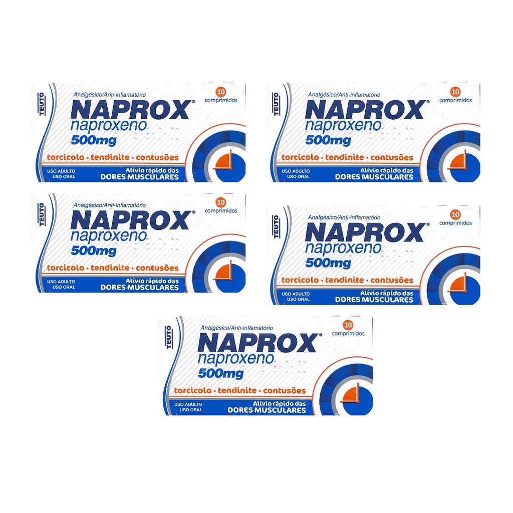 Kit 5 Caixas de Naprox 500 mg 10 Comprimidos - Naproxeno | Shopee Brasil
