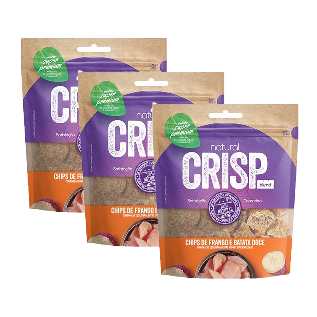 KIT 3 Petisco Natural Crisp de Frango Batata Doce 100g | Shopee Brasil