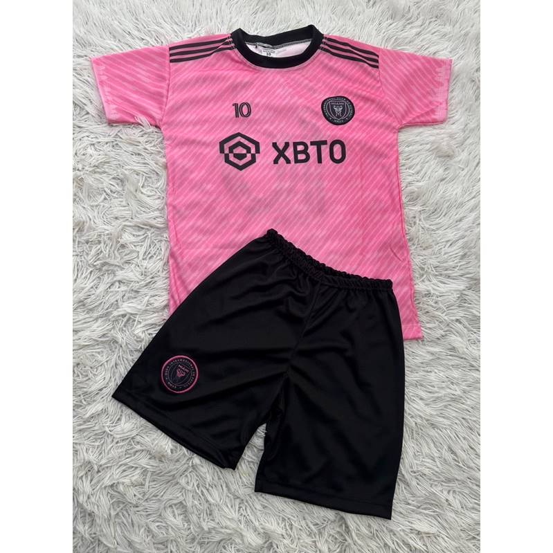 kit Conjunto infantil uniforme time de futebol Inter Miami Messi rosa ...