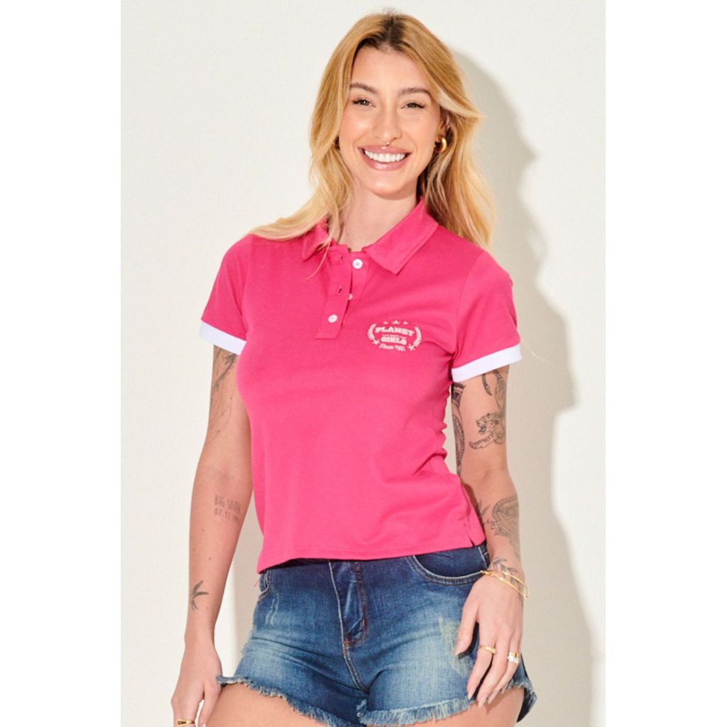 Camisa Polo Planet Girls Rosa Escuro | Shopee Brasil