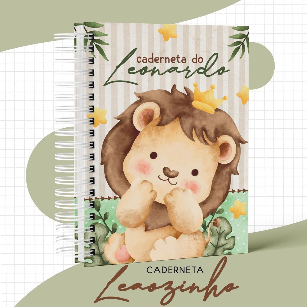 Caderneta Vacinação SAFARI LEÃO LEÃOZINHO Personalizada COM NOME ...