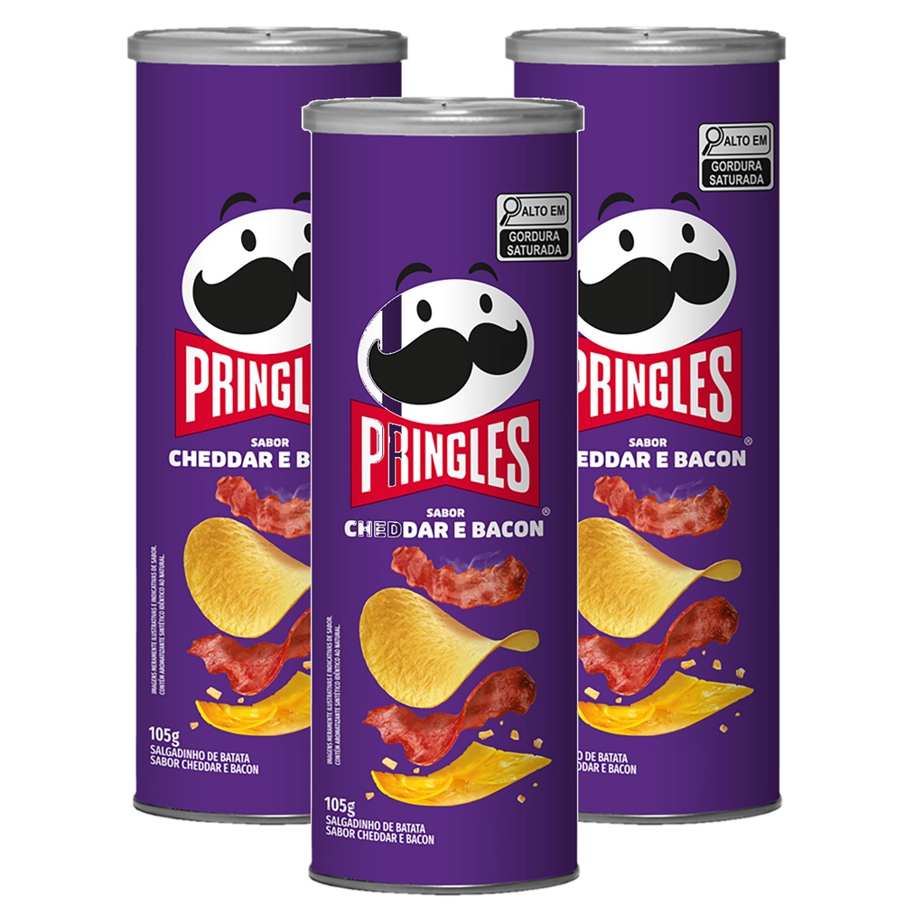 kit 3 Batata Pringles Sabor Cheddar e Bacon Kelloggs 105G | Shopee Brasil