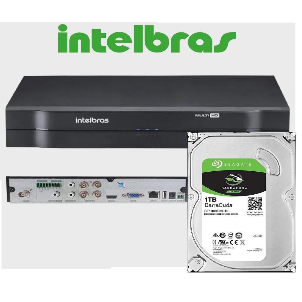 Dvr gravador INTELBRAS 4 canais Full hd + hd 1TB | Shopee Brasil