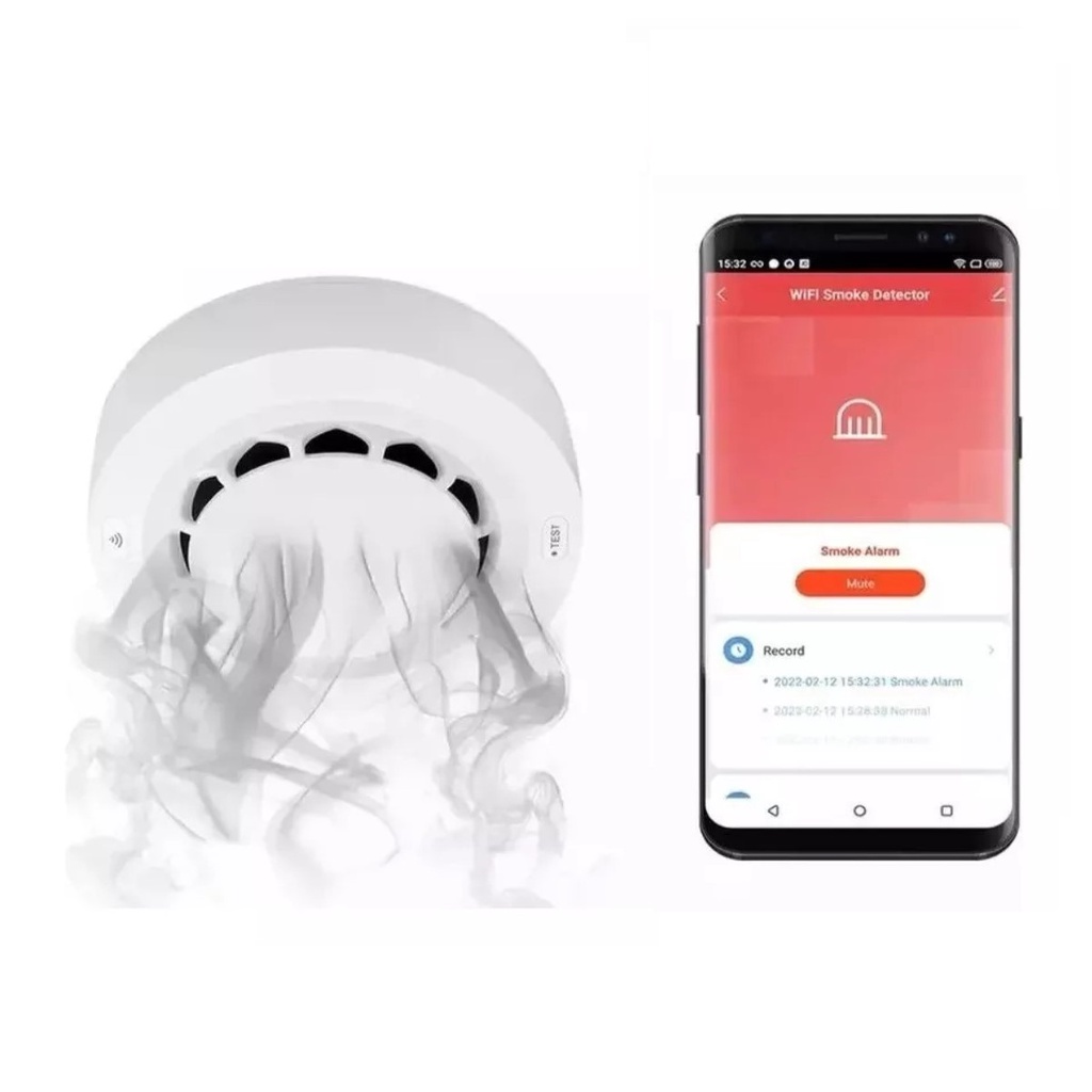 Detector Sensor De Fumaça Alarme Sonoro Incêndio Wi-fi Alexa 2F ...