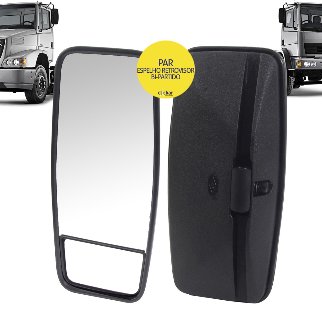 Par de Espelho Retrovisor Externo Universal Grande Bi-partido Caminhão Ônibus Volkswagen Ford ...
