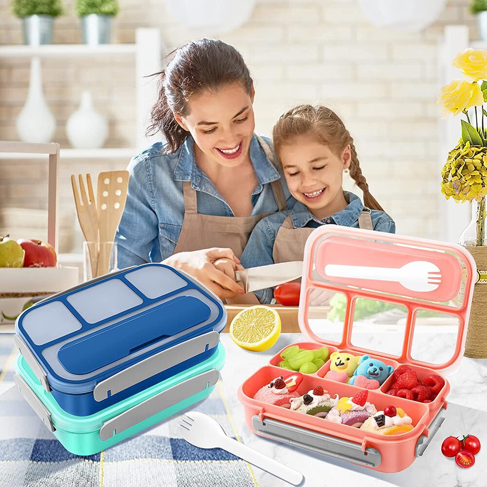 Lancheira Bento De 1300ML Com 4 Compartimentos Para Crianças E Adultos ...