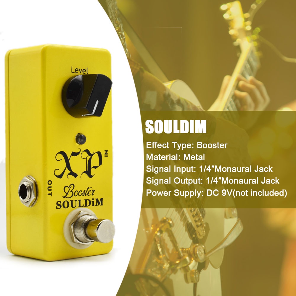 SOULDIM SD-06 Booster Guitarra Efeito Pedal De Elétrica Puro Mini Boost Pedais Bypass Verdadeiro ...