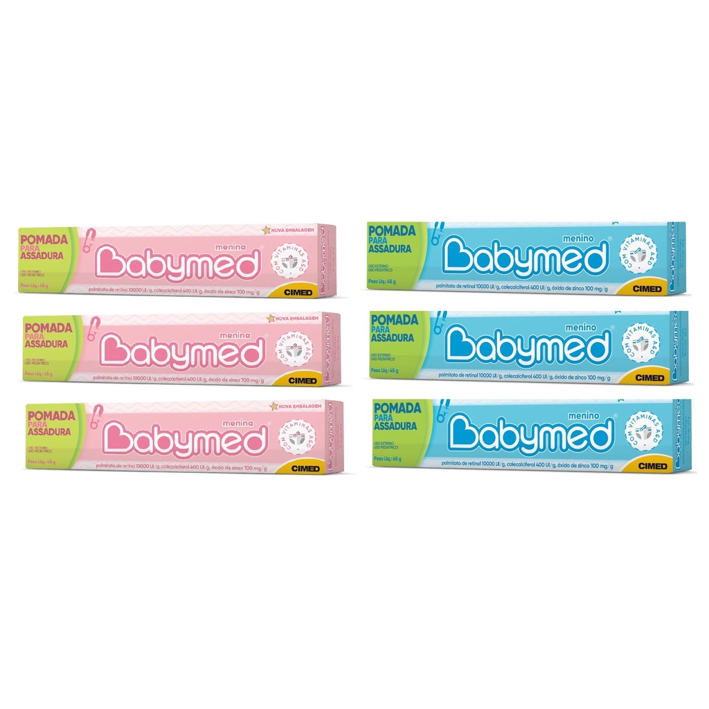 Kit C/ 6 Pomada De Assadura Babymed Menina/Menino 45g Cimed | Shopee Brasil