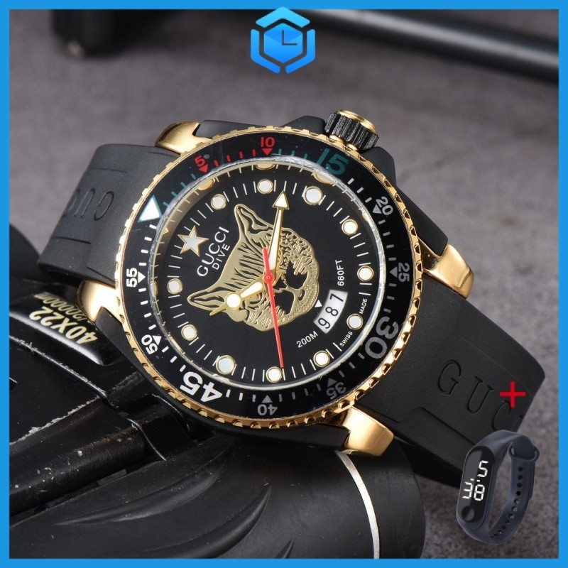 [G.I] Luxo homem relógio de borracha de quartzo clássico cobra relógio ...