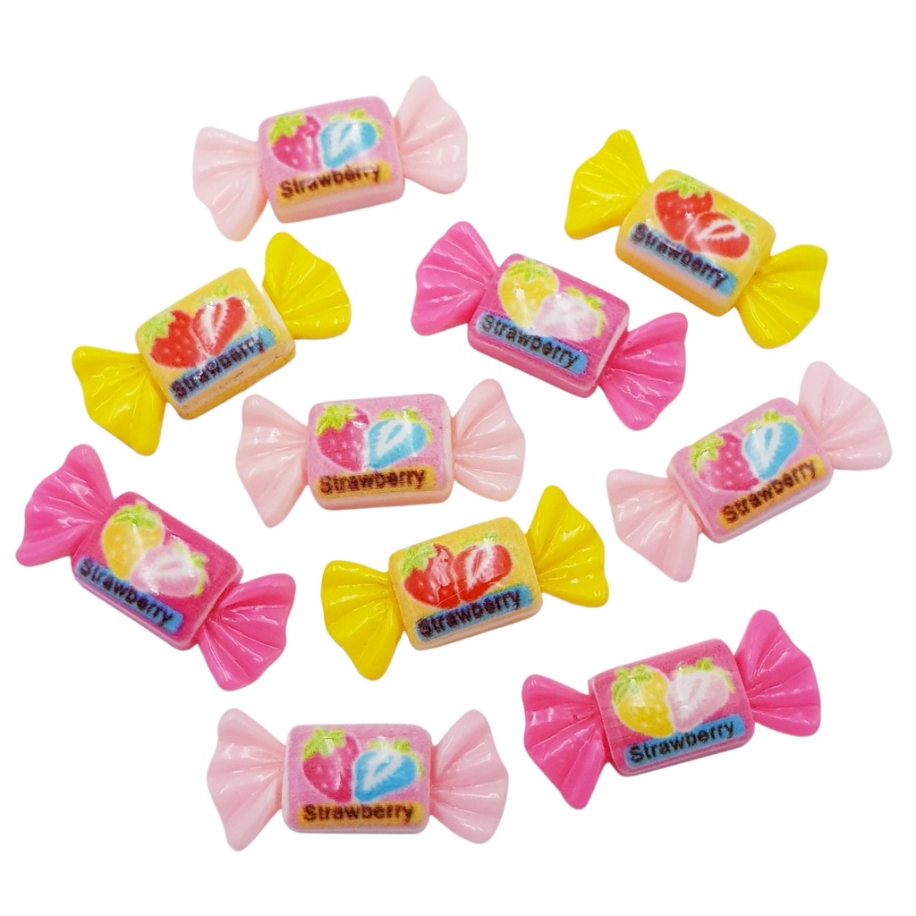 Aplique mini bala colorida em resina 2,5 x 1,0 cm - 10 unidades ...