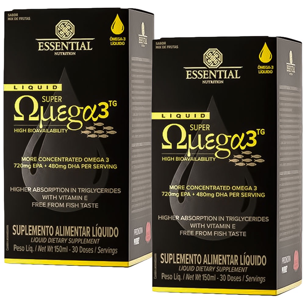 Kit 2x Super Omega 3 TG Liquid 150ml Essential Nutrition – Ômega 3 ...