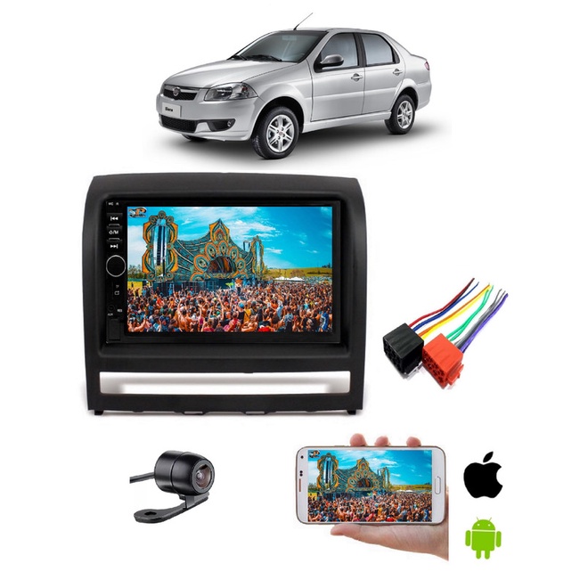 Mp5 Multimidia Moldura 2 Din Siena 2007 2008 2009 + Camera | Shopee Brasil