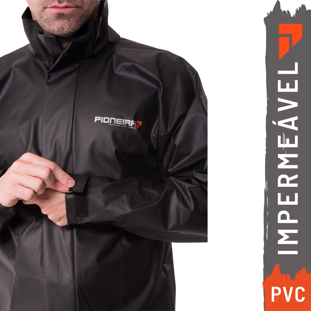 Capa De Chuva Roupa Conjunto Motoqueiro Pvc Combate Com Gola Pioneira ...