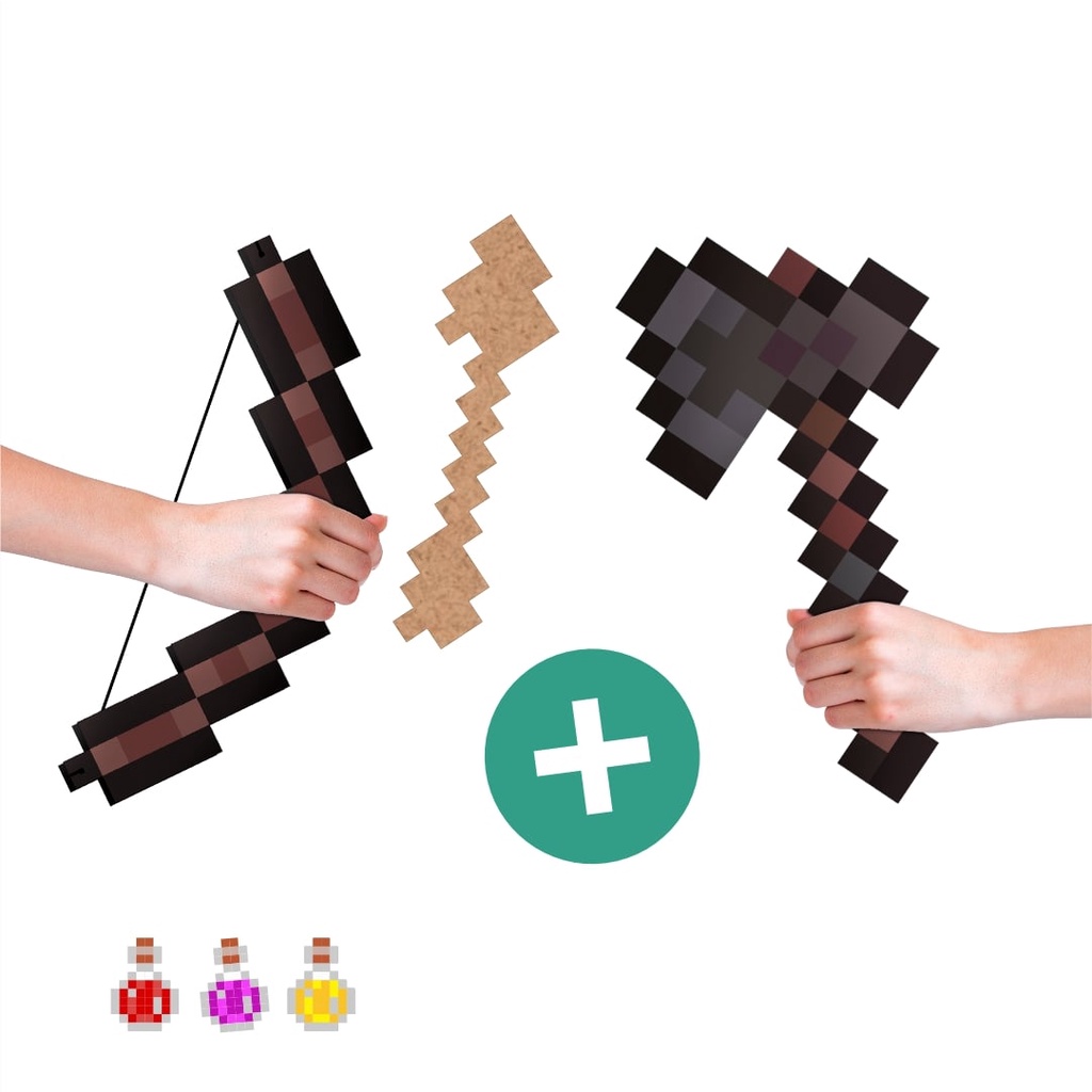 Kit Pixel NETHERINE - Espada, Picareta, Machado, Arco | Shopee Brasil