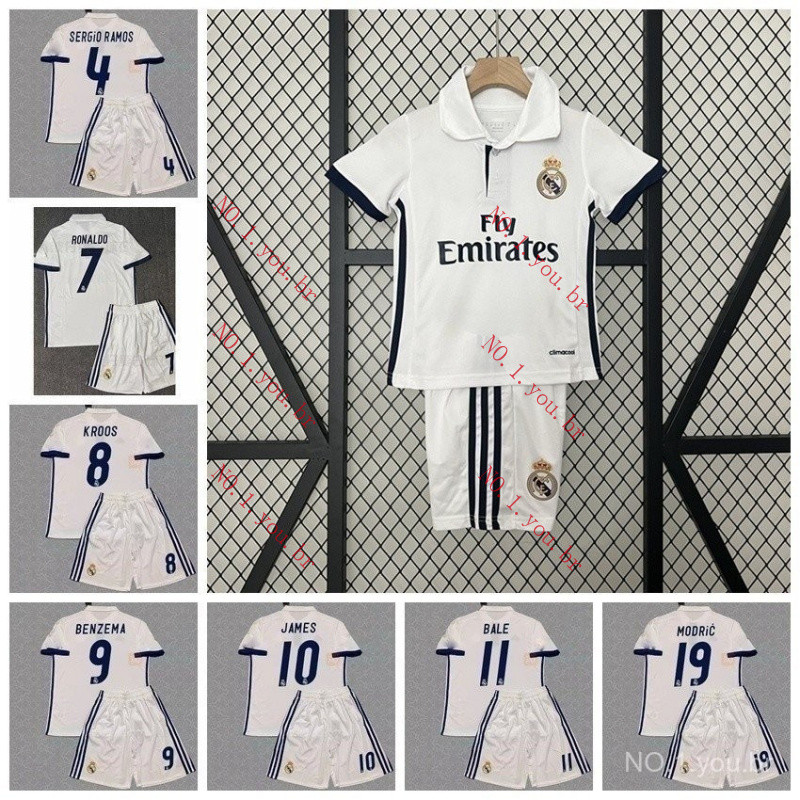 2016-17 Temporada Real Madrid Retro Camisa de Futebol Infantil Kit ...