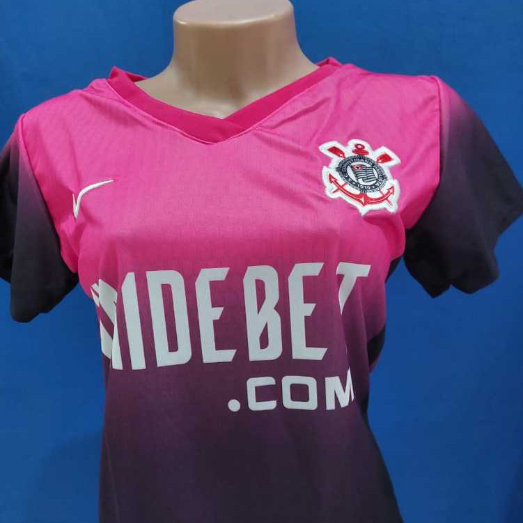 UNIFORME NOVA Camisa do Corinthians Rosa c/ Preto Feminina 2024/2025 ...