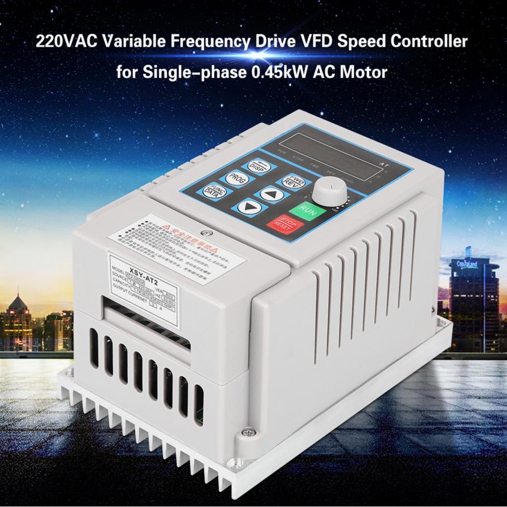 Hbhbhbhbb 0.45kW AC 220V Variable Frequency Drive VFD Speed Controller for Single-Phase Motor ...