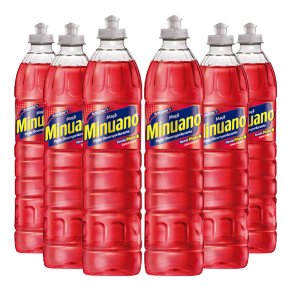 Kit 6 Detergente Lava Louças Minuano Maçã 500ml | Shopee Brasil