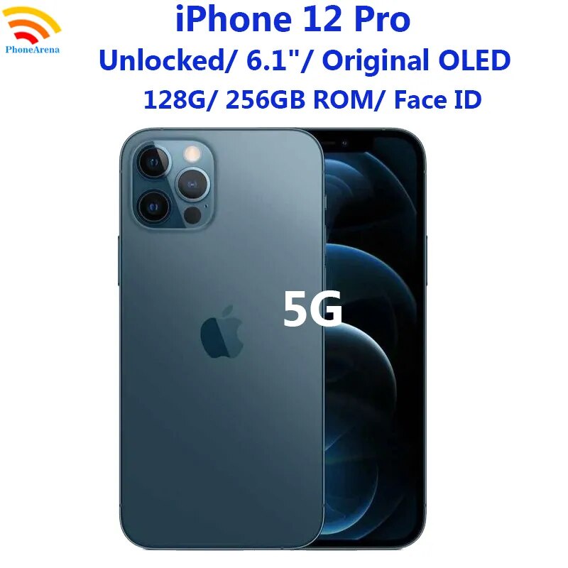 95 % Novo iPhone 12 Pro 128GB 256GB ROM 6.1 " Super Retina OLED Face ID NFC IOS Desbloqueado 5G ...