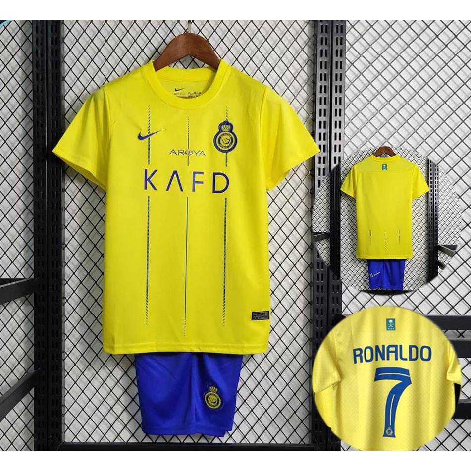 2022 23 Kit Infantil Ronaldo 7 Conjunto Al Nassr Camisas De Futebol
