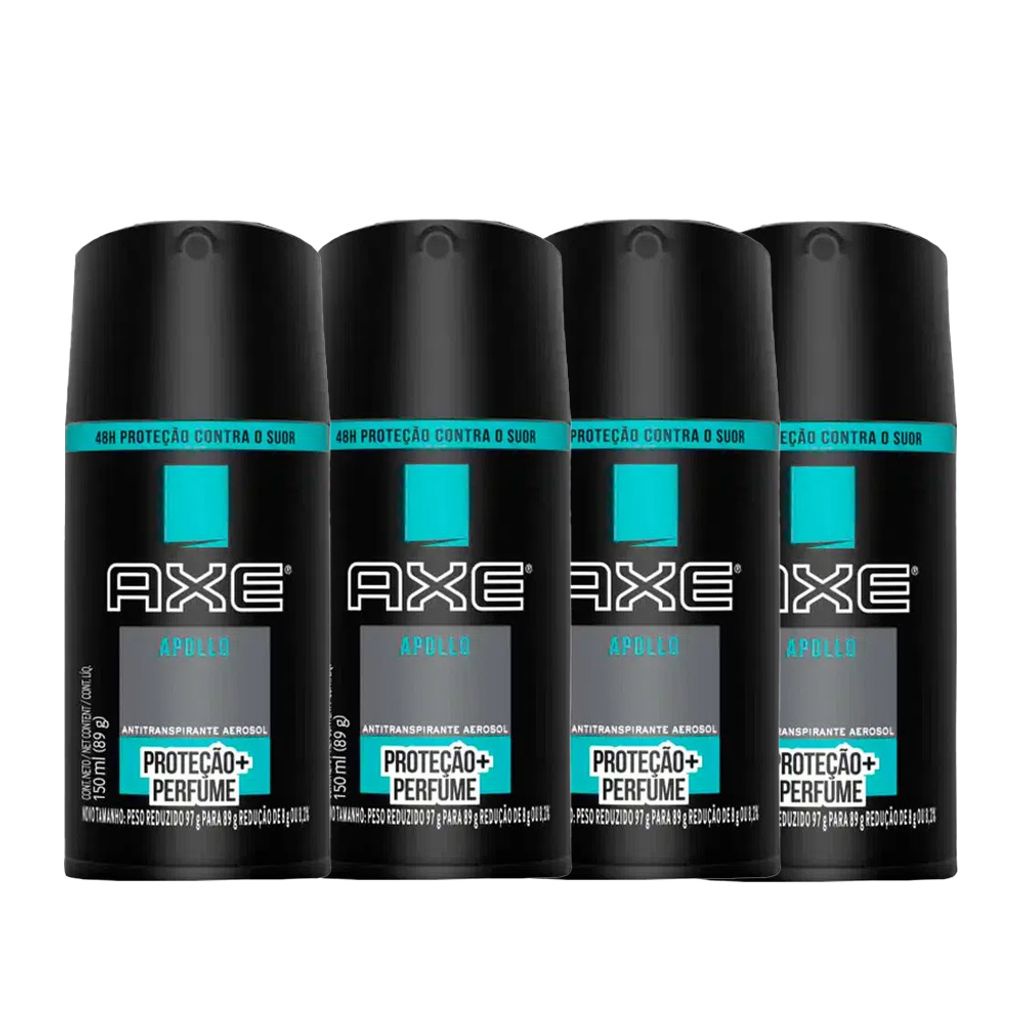 Kit Desodorante Antitranspirante Aerosol Axe Apollo 150ml - 4 Unidades ...