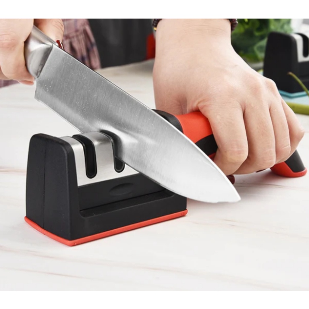 Afiador 1 Amolador De Facas Em Aço Inox Com 3 Borda Profissional Base ...