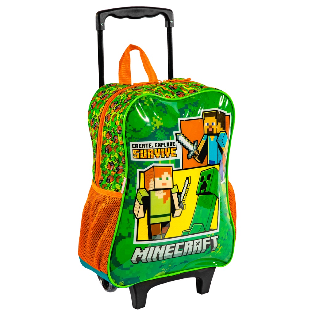 Mochila De Rodinha Escolar Infantil Menino Minecraft Creeper Sestini ...