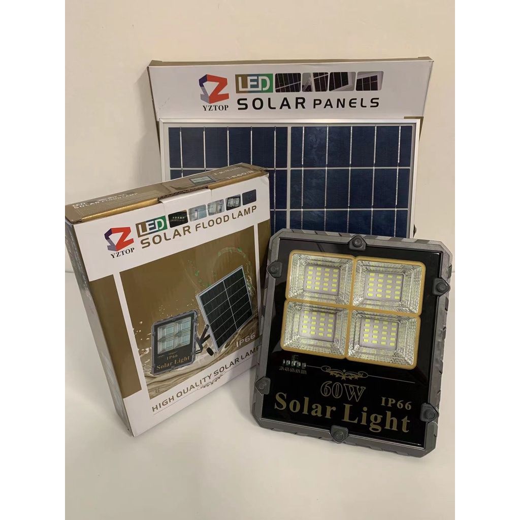 Refletor Holofote Solar 60w Ultra Led Original Ip66 6500k C/placa Solar ...