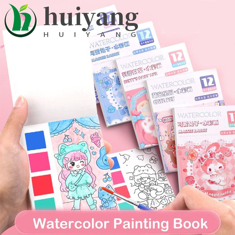 HUIYANG Livros Para Colorir Com Pintura E Pincel , Papel Aquarelado ...