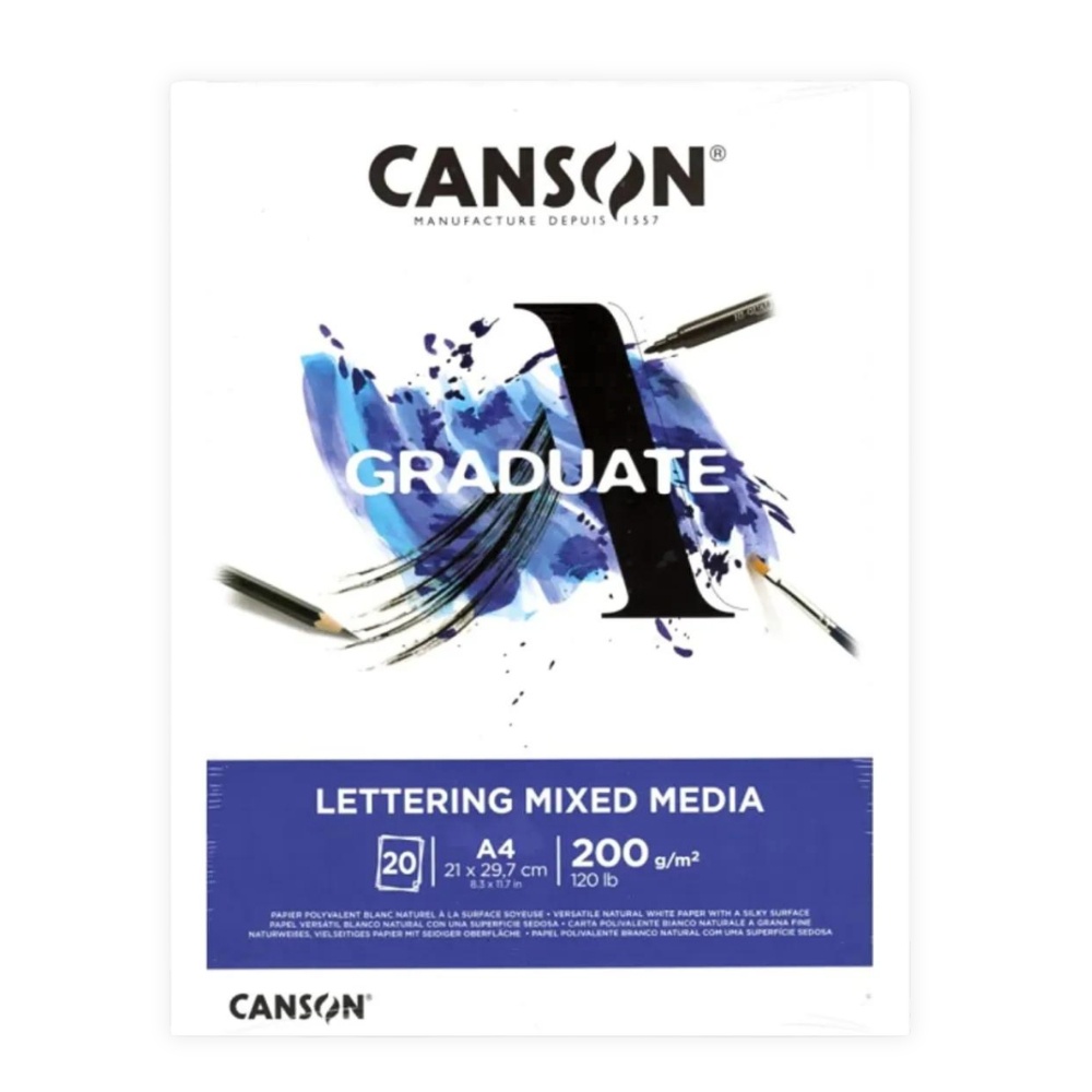 Bloco Lettering Mix Media Graduate, A4, 20 folhas 200g - Canson ...